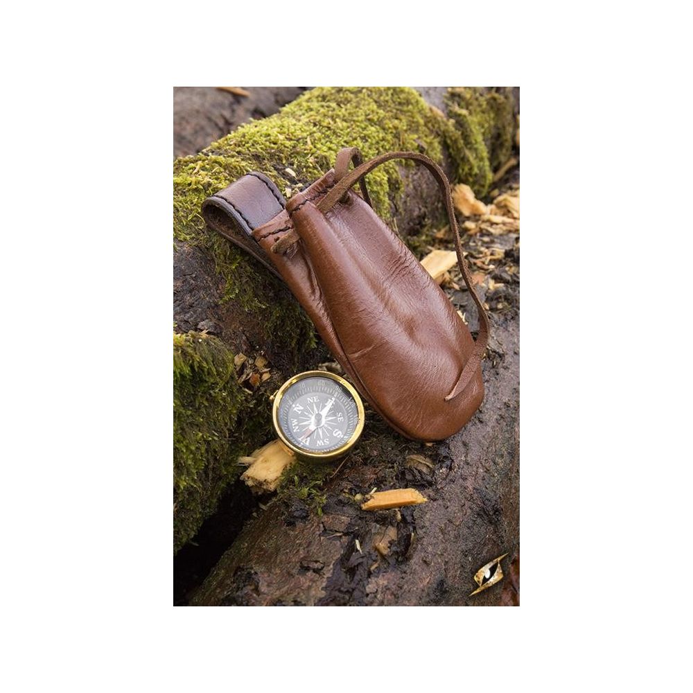 Compass with leather pouch
